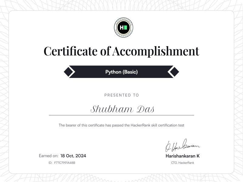 SHUBHAM DAS on LinkedIn: #hackerrank #python #pythonprogramming #code SHUBHAM DAS on LinkedIn: #hackerrank #python #pythonprogramming #code