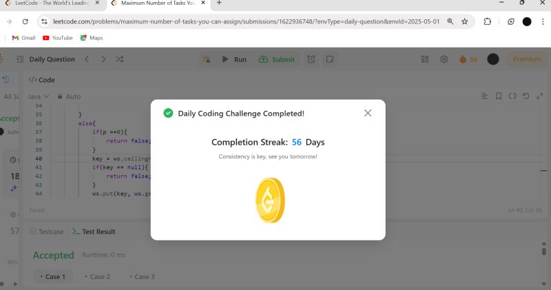 🚀 Day 56 of #100DaysOfCode – LeetCode Edition | suhanjali kumari 🚀 Day 56 of #100DaysOfCode – LeetCode Edition | suhanjali kumari