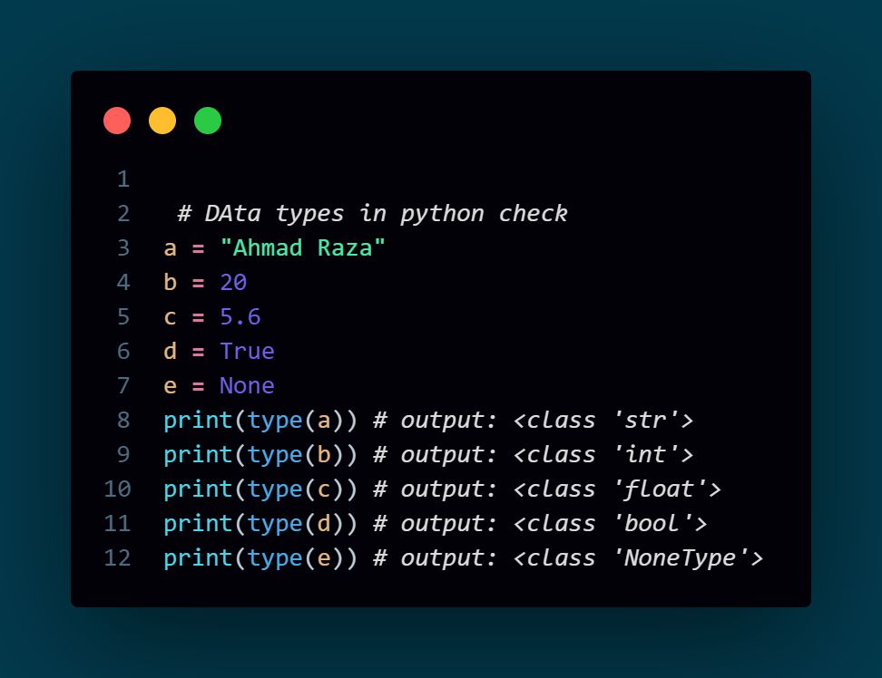 # DAta types in python check a = # DAta types in python check a =