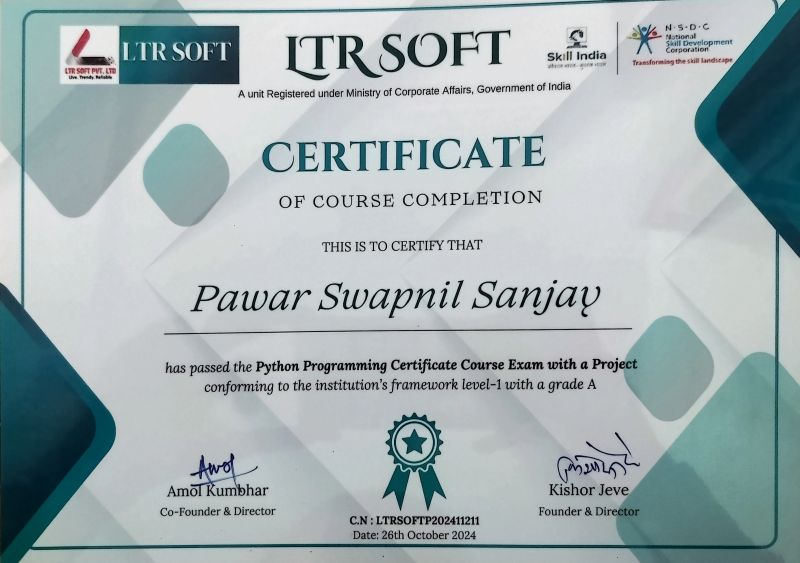 Swapnil Pawar on LinkedIn: Successfully completed Python Programming Swapnil Pawar on LinkedIn: Successfully completed Python Programming