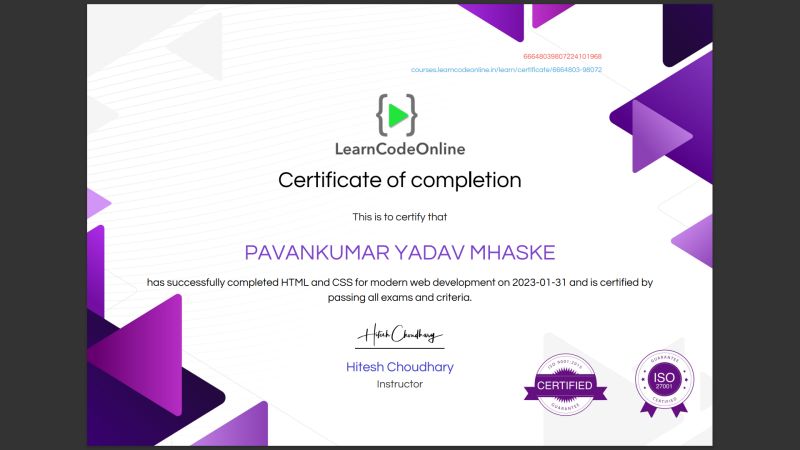 Completed 'HTML and CSS for Modern Web Development' course | Pavankumar ... Completed 'HTML and CSS for Modern Web Development' course | Pavankumar ...