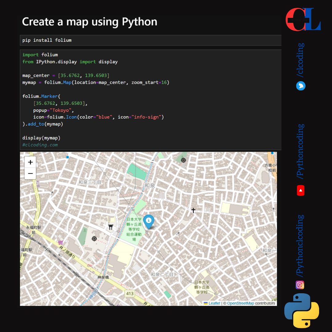 Python Coding on LinkedIn: Create a map using Python Python Coding on LinkedIn: Create a map using Python