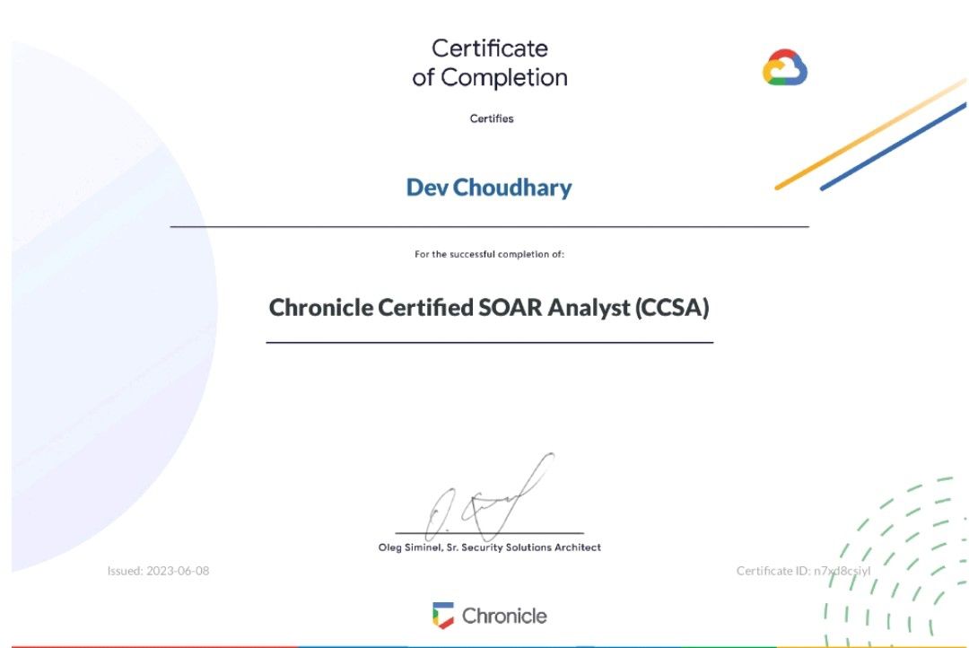 Dev Choudhary on LinkedIn: #google #share #chronicle #soar #siemplify # ... Dev Choudhary on LinkedIn: #google #share #chronicle #soar #siemplify # ...