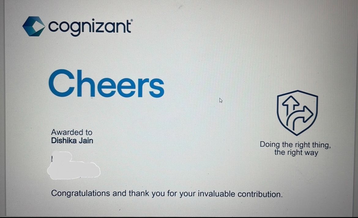 Dishika Jain on LinkedIn: #cognizant Dishika Jain on LinkedIn: #cognizant