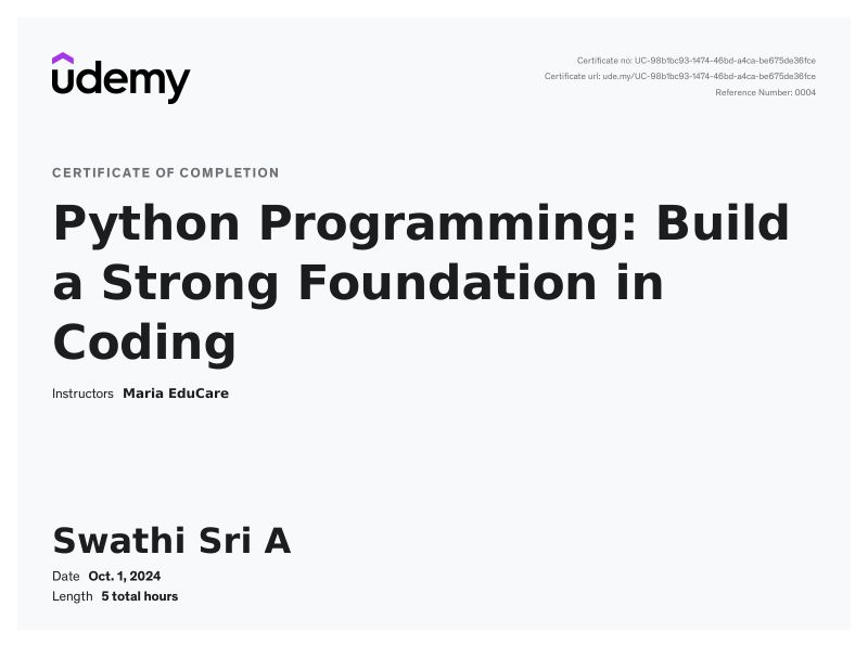 Swathi Sri on LinkedIn: #programming #pythonprogramming #udemy # ... Swathi Sri on LinkedIn: #programming #pythonprogramming #udemy # ...