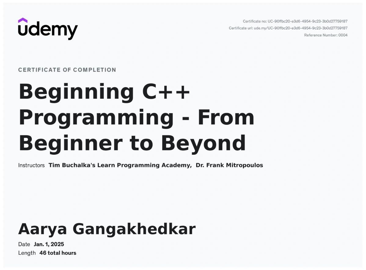 Aarya Gangakhedkar on LinkedIn: #cplusplus Aarya Gangakhedkar on LinkedIn: #cplusplus