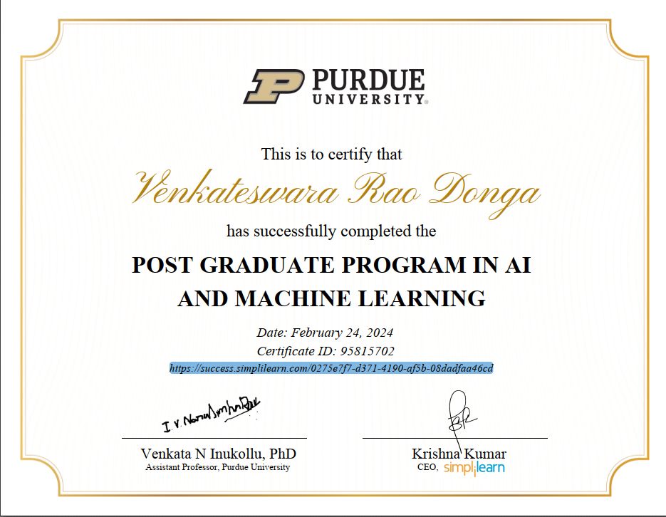 Venkateswara Rao , CLTD, PG AI ML on LinkedIn: I’m happy to share that ... Venkateswara Rao , CLTD, PG AI ML on LinkedIn: I’m happy to share that ...