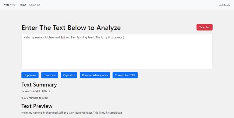 Muhammad Saif on LinkedIn: #reactjs #javascript #webdevelopment #textutils Muhammad Saif on LinkedIn: #reactjs #javascript #webdevelopment #textutils