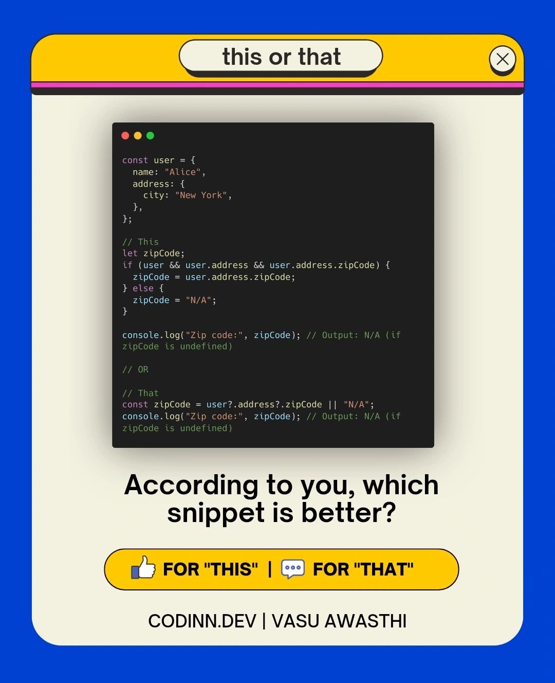 Vasu Awasthi on LinkedIn: #thisorthat #javascript #javascriptdeveloper ... Vasu Awasthi on LinkedIn: #thisorthat #javascript #javascriptdeveloper ...