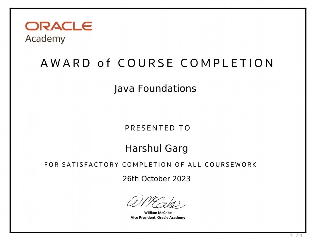 Harshul Garg on LinkedIn: Java Foundation course certification Harshul Garg on LinkedIn: Java Foundation course certification