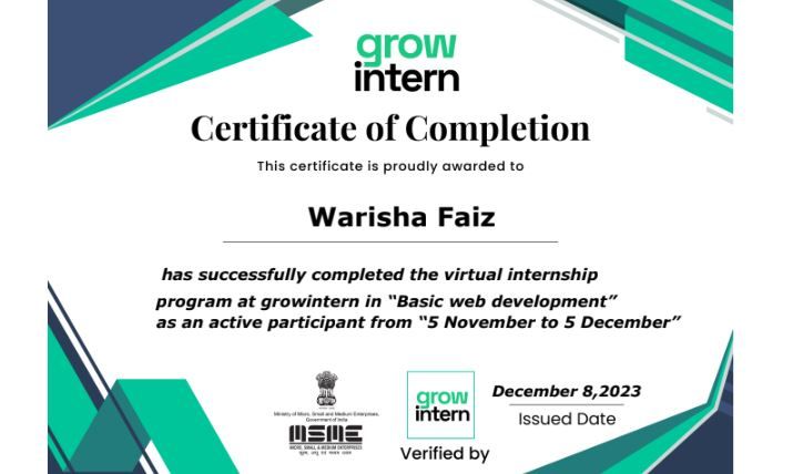 Warisha Faiz on LinkedIn: #growintern #codsoft #growintern #oasisinfobyte… Warisha Faiz on LinkedIn: #growintern #codsoft #growintern #oasisinfobyte…