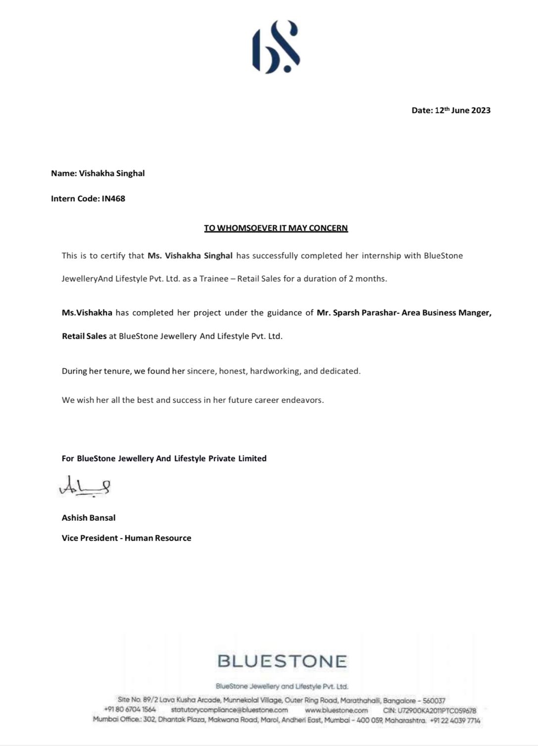Vishakha Singhal on LinkedIn: I am elevated to announce the completion ... Vishakha Singhal on LinkedIn: I am elevated to announce the completion ...