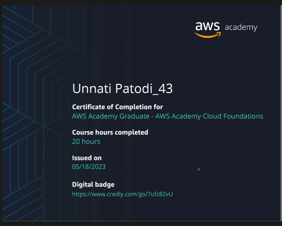 Unnati Patodi on LinkedIn: #awsacademy #graduatecertificate # ... Unnati Patodi on LinkedIn: #awsacademy #graduatecertificate # ...