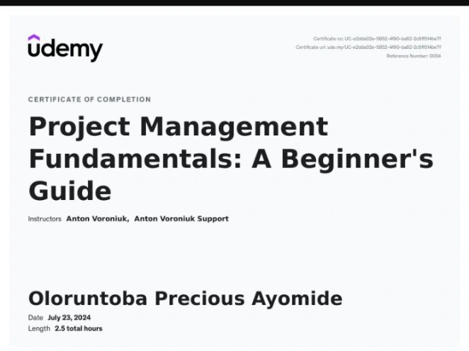Precious Oloruntoba on LinkedIn: Finally, I completed my first course ... Precious Oloruntoba on LinkedIn: Finally, I completed my first course ...