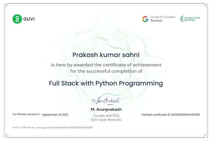 prakash kumar sahni on LinkedIn: #fullstack #pythonprogramming #guvi # ... prakash kumar sahni on LinkedIn: #fullstack #pythonprogramming #guvi # ...