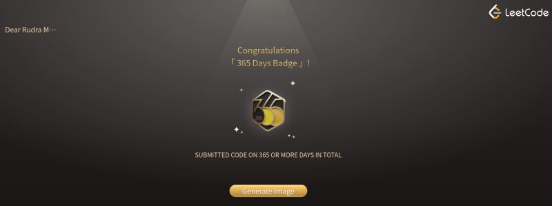 Rudra Markan on LinkedIn: Got an 365 Days Badge on LeetCode! 🎉💻 just ... Rudra Markan on LinkedIn: Got an 365 Days Badge on LeetCode! 🎉💻 just ...
