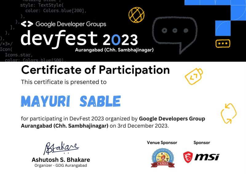 #devfest2023 | Mayuri Sable #devfest2023 | Mayuri Sable
