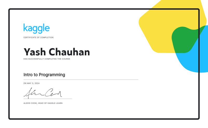 Yash Chauhan on LinkedIn: #kaggle #introductiontoprogramming #python # ... Yash Chauhan on LinkedIn: #kaggle #introductiontoprogramming #python # ...