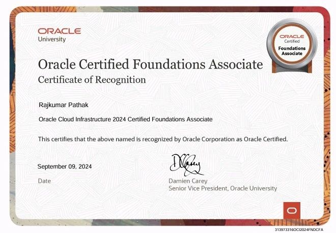 Rajkumar Pathak on LinkedIn: Completed first OCI Certification. Rajkumar Pathak on LinkedIn: Completed first OCI Certification.