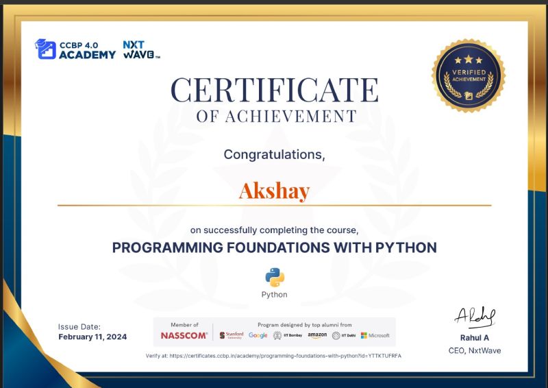 Completed Python Programming Foundation course | Akshay Bane posted on ... Completed Python Programming Foundation course | Akshay Bane posted on ...