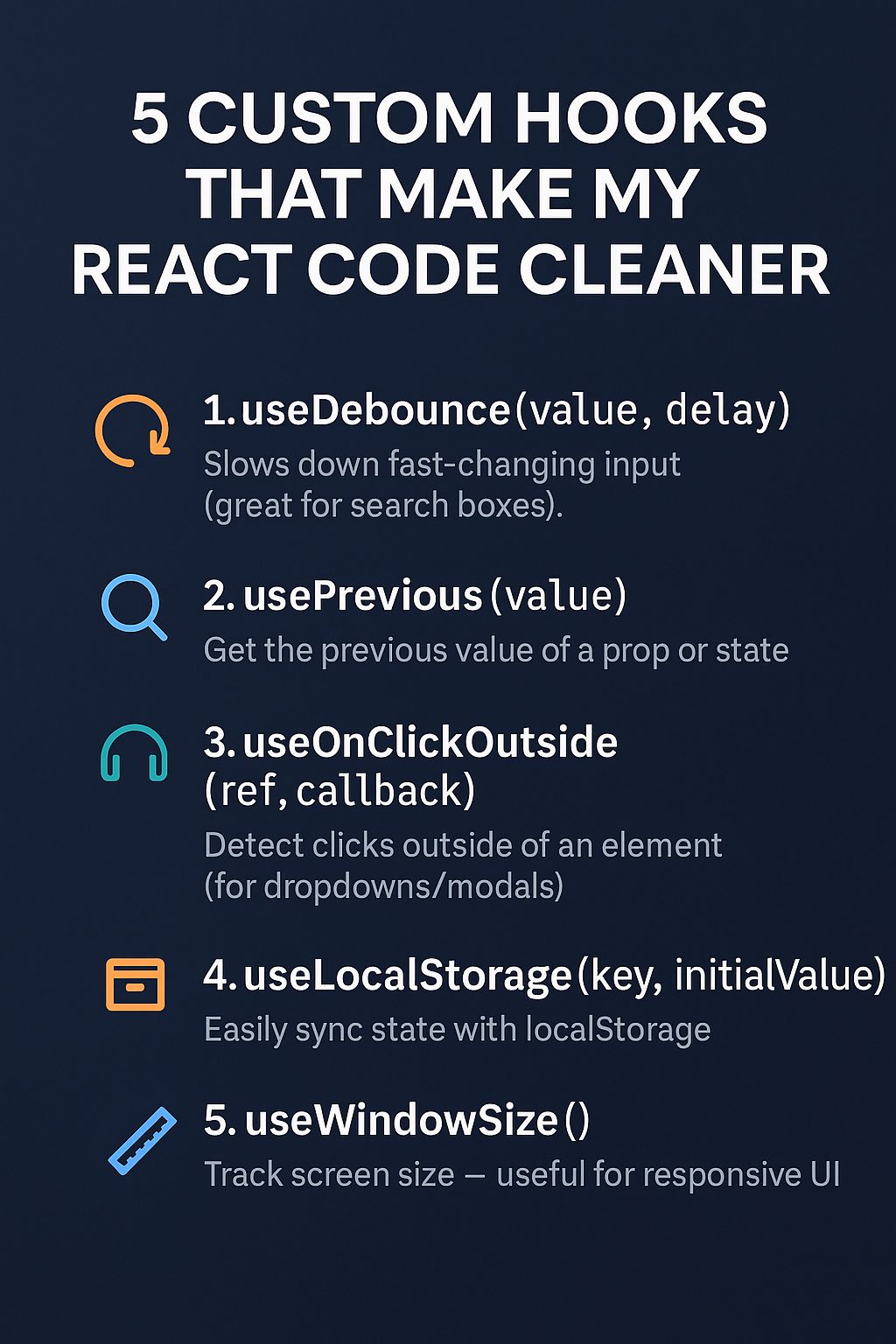 5 Custom Hooks That Make My React Code Cleaner | Fuad Hasan 5 Custom Hooks That Make My React Code Cleaner | Fuad Hasan