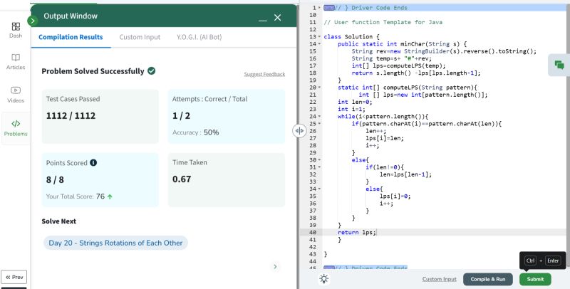 #gfg160 #coding #problemsolving #geeksforgeeks #gfg #kmpalgorithm ... #gfg160 #coding #problemsolving #geeksforgeeks #gfg #kmpalgorithm ...