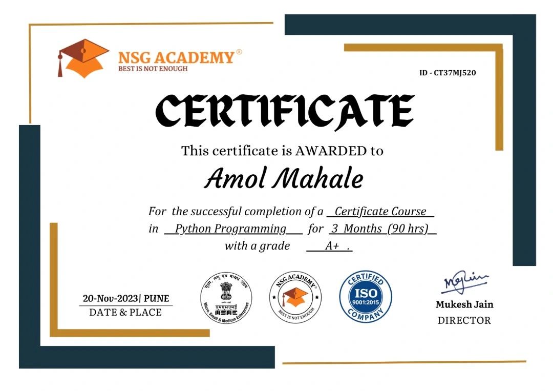 Amol Mahale on LinkedIn: #python #programming #nsgacademy #codingjourney Amol Mahale on LinkedIn: #python #programming #nsgacademy #codingjourney