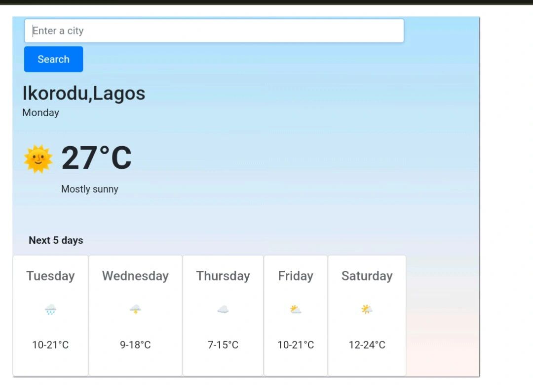 Divine Ademakinwa on LinkedIn: Simple weather app coded by me using ... Divine Ademakinwa on LinkedIn: Simple weather app coded by me using ...
