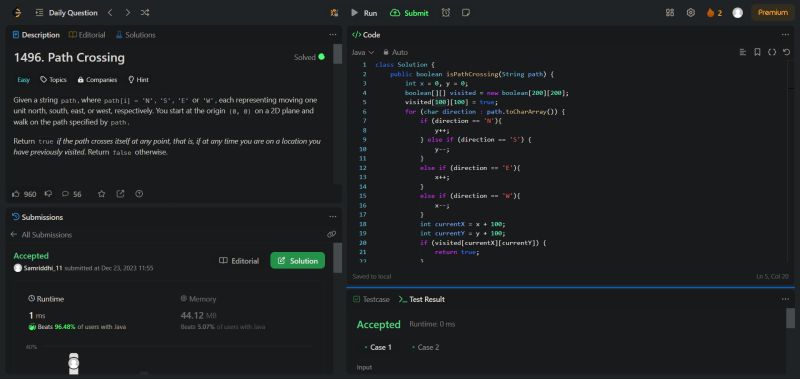 Day 83 of #100daysofcode challenge: Path Crossing | Samriddhi Tripathi ... Day 83 of #100daysofcode challenge: Path Crossing | Samriddhi Tripathi ...