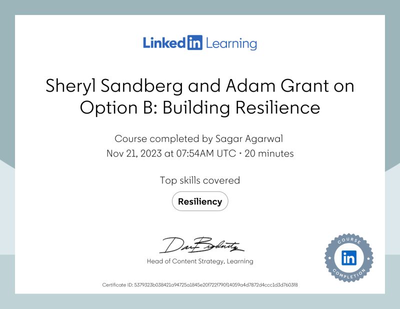 Sagar Agarwal on LinkedIn: Certificate of Completion Sagar Agarwal on LinkedIn: Certificate of Completion