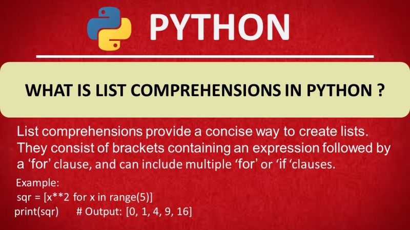 WHAT IS LIST COMPREHENSIONS IN PYTHON ? | SANJAY KUMAR SETHI WHAT IS LIST COMPREHENSIONS IN PYTHON ? | SANJAY KUMAR SETHI