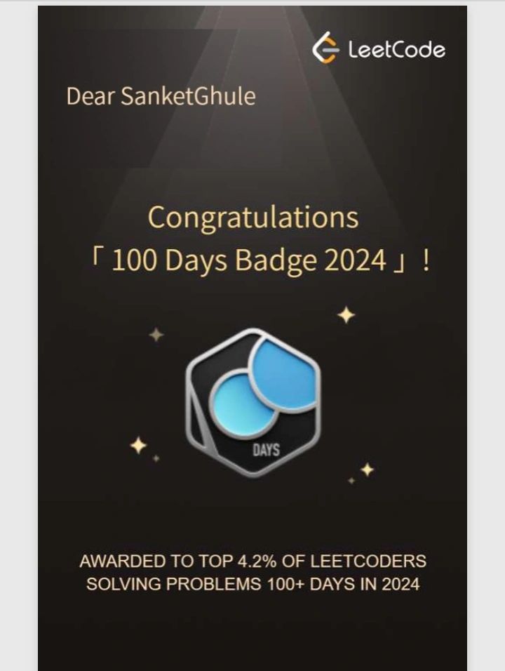 #leetcode #100daysofcode #problemsolving #codingjourney… | Sanket Ghule #leetcode #100daysofcode #problemsolving #codingjourney… | Sanket Ghule