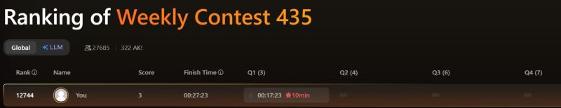 Once again we bite the dust 😔 Source: Leetcode Weekly 435 PS: Code is ... Once again we bite the dust 😔 Source: Leetcode Weekly 435 PS: Code is ...