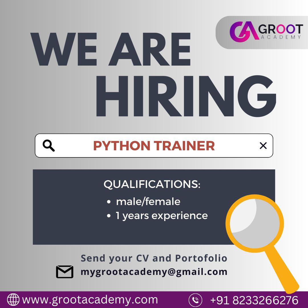 Groot Academy on LinkedIn: #pythonteacher #grootacademy #joinourteam Groot Academy on LinkedIn: #pythonteacher #grootacademy #joinourteam