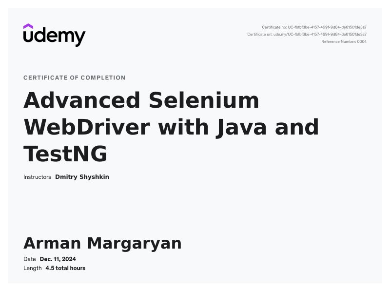 Arman Margaryan on LinkedIn: #selenium #automationtesting #qa # ... Arman Margaryan on LinkedIn: #selenium #automationtesting #qa # ...