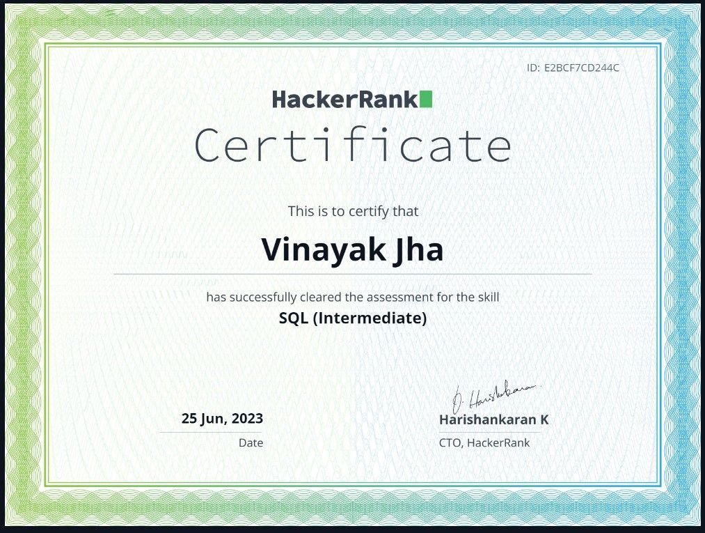 Vinayak Jha on LinkedIn: #sql #learning #hackerrank #connections Vinayak Jha on LinkedIn: #sql #learning #hackerrank #connections
