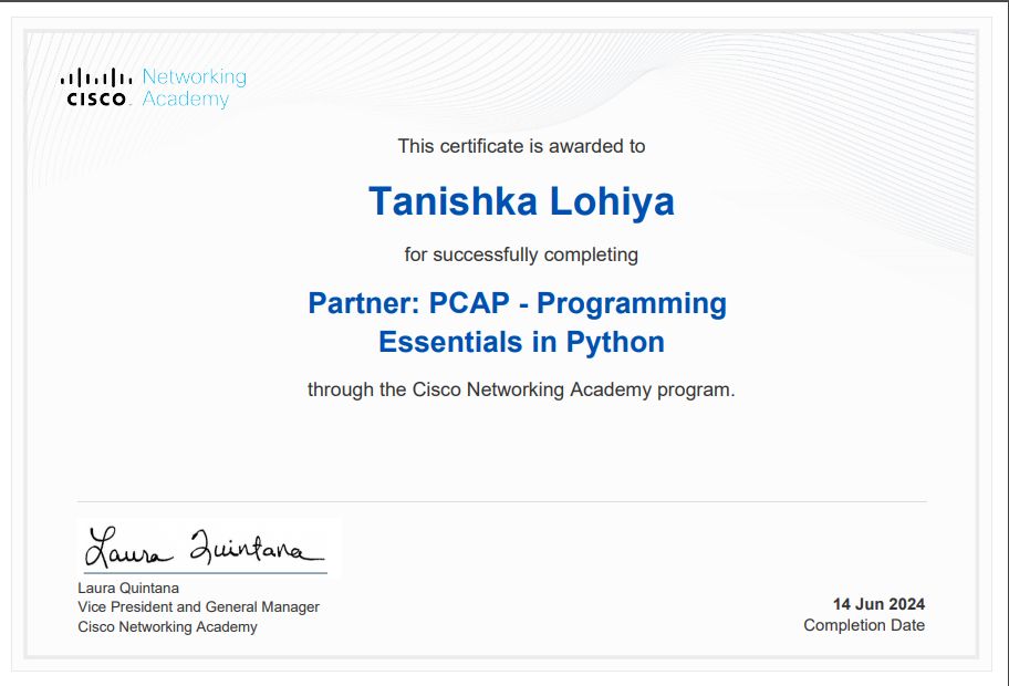 Tanishka Lohiya on LinkedIn: #python #cisco #networkingacademy # ... Tanishka Lohiya on LinkedIn: #python #cisco #networkingacademy # ...