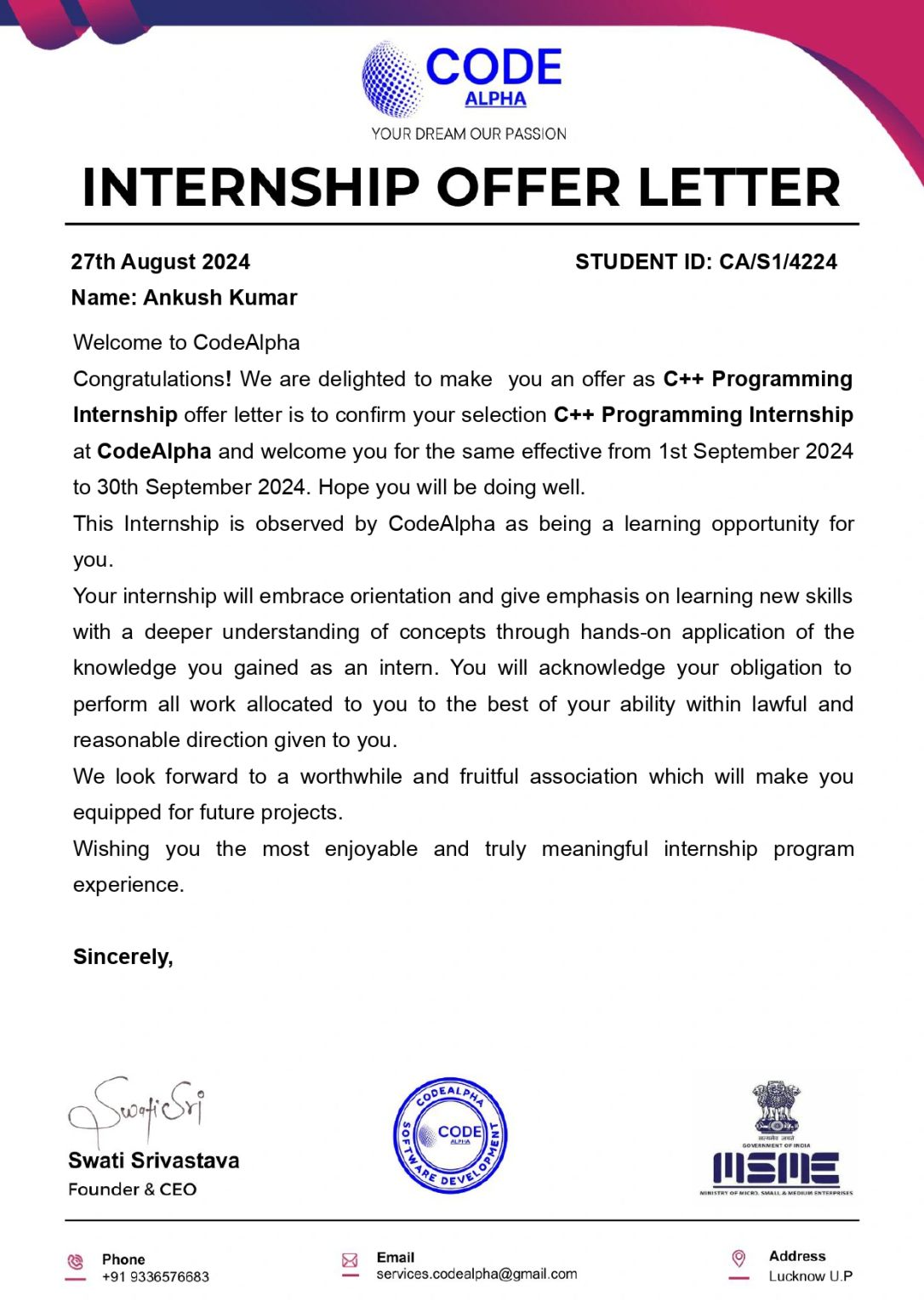Ankush Kumar on LinkedIn: #internship #codealpha #cplusplus # ... Ankush Kumar on LinkedIn: #internship #codealpha #cplusplus # ...