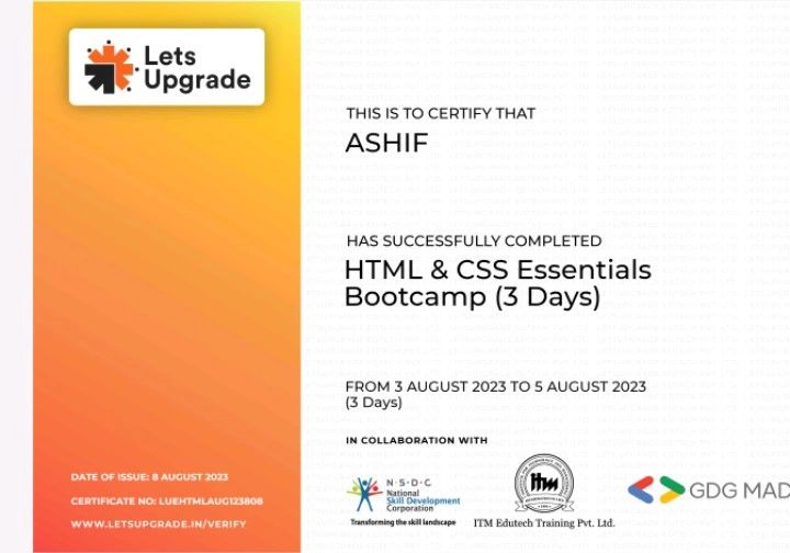 Mohd Ashif on LinkedIn: #certificate #html #css Mohd Ashif on LinkedIn: #certificate #html #css