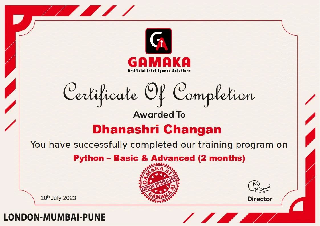 Dhanashri Changan on LinkedIn: #gamakaai #python #pythonprogramming # ... Dhanashri Changan on LinkedIn: #gamakaai #python #pythonprogramming # ...