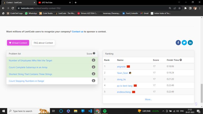 Tanamay Singh on LinkedIn: #leetcode #codingcontest #problemsolving # ... Tanamay Singh on LinkedIn: #leetcode #codingcontest #problemsolving # ...