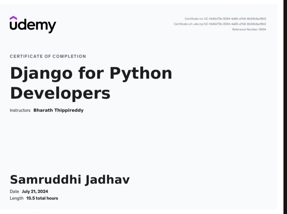 Samruddhi Jadhav on LinkedIn: #django #python #webdevelopment # ... Samruddhi Jadhav on LinkedIn: #django #python #webdevelopment # ...