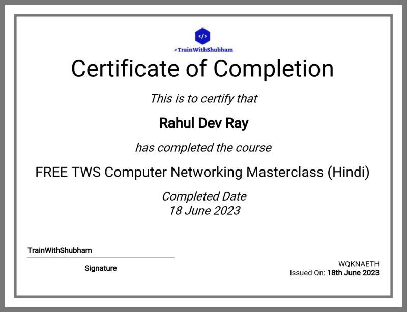 RAHUL DEV RAY on LinkedIn: Computer Networking Thank you Shubham Londhe ... RAHUL DEV RAY on LinkedIn: Computer Networking Thank you Shubham Londhe ...