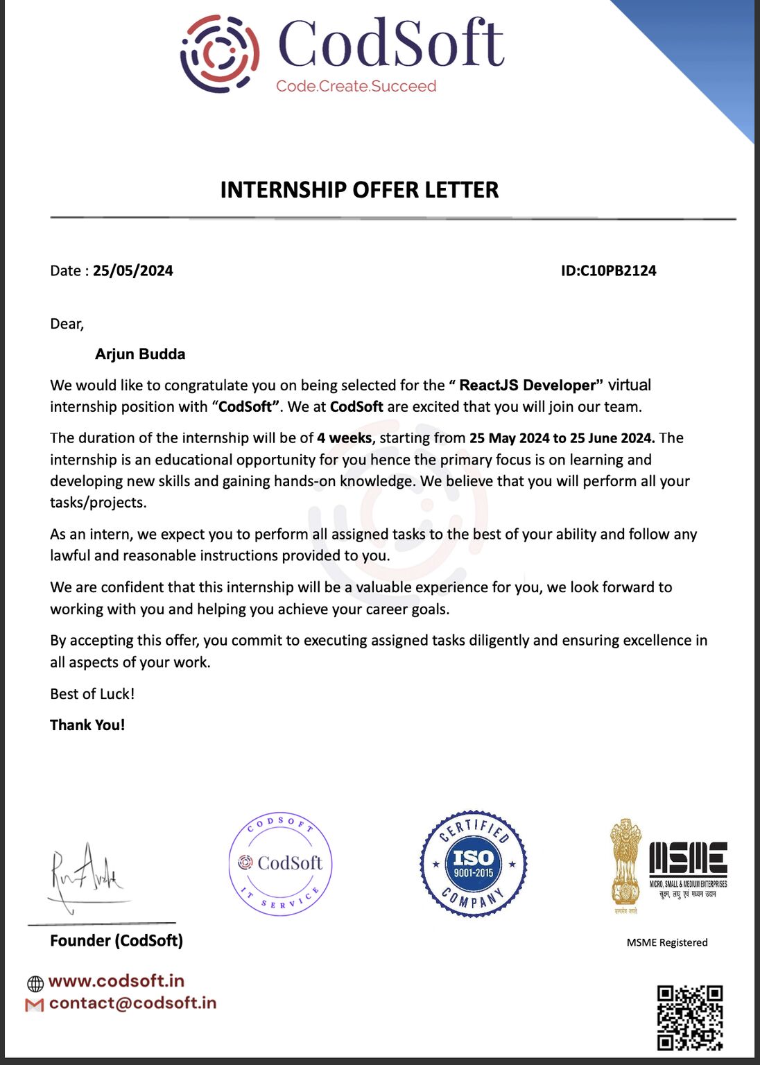 #internship #reactjs #codsoft | Arjun Budda #internship #reactjs #codsoft | Arjun Budda