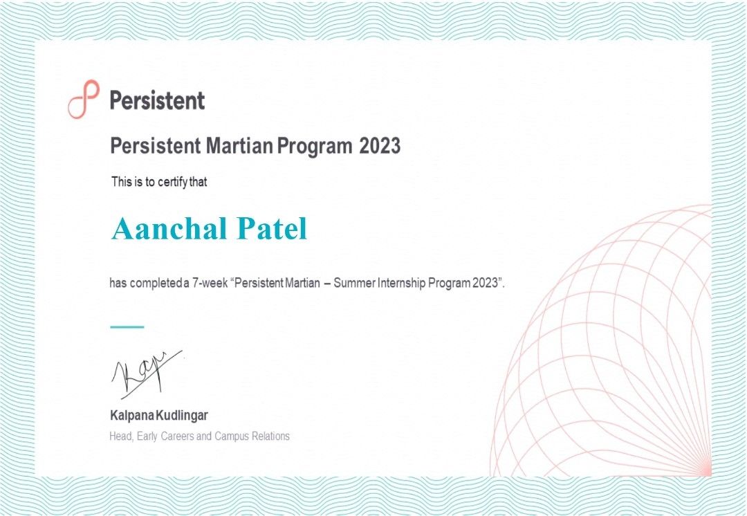 My journey with Persistent Martian Summer Internship | Aanchal Patel ... My journey with Persistent Martian Summer Internship | Aanchal Patel ...
