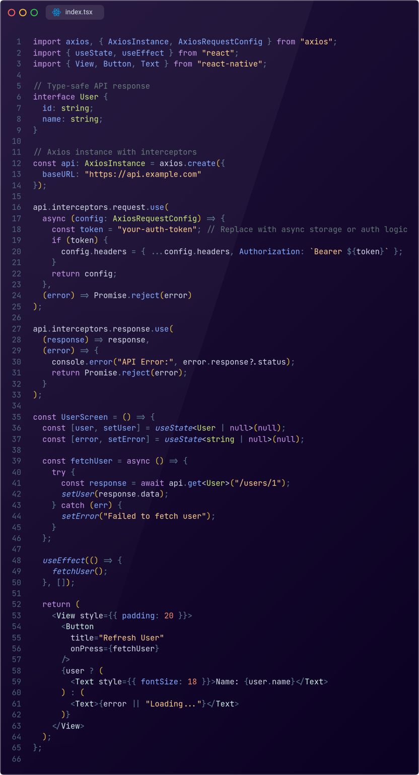How to use Axios interceptors in React Native with TypeScript ... How to use Axios interceptors in React Native with TypeScript ...