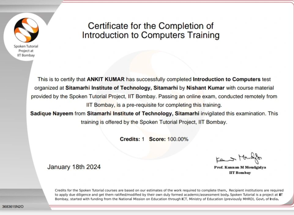 ANKIT KUMAR on LinkedIn: #iitbombay #spokentutorial ANKIT KUMAR on LinkedIn: #iitbombay #spokentutorial
