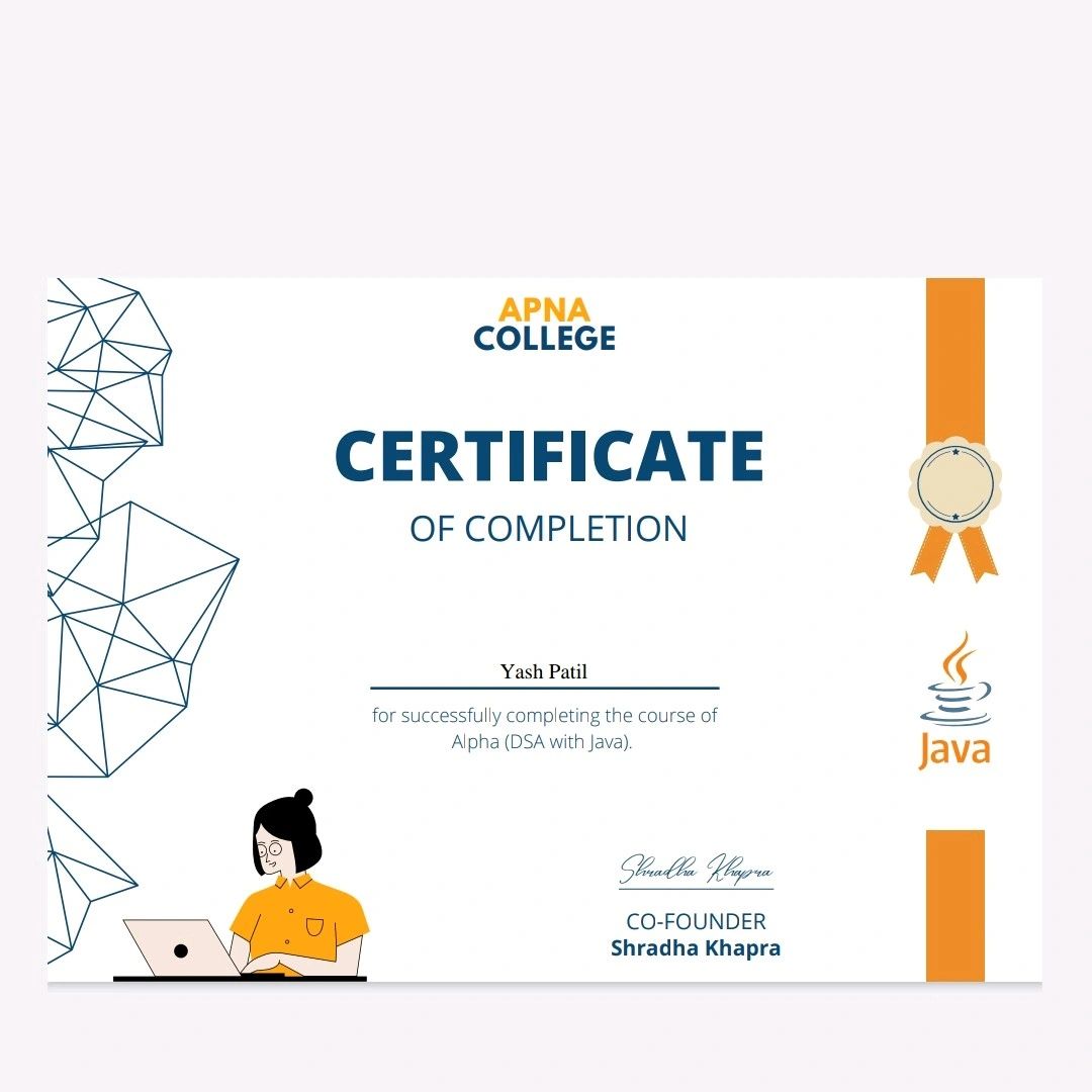 YASH PATIL on LinkedIn: successfully completed java YASH PATIL on LinkedIn: successfully completed java