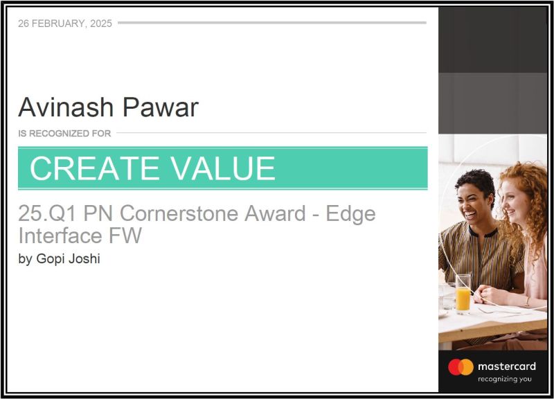 Honored to receive this award at Mastercard! | Avinash Pawar Honored to receive this award at Mastercard! | Avinash Pawar