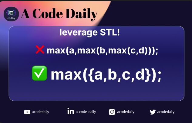 How to use STL functions like max() and min() | A Code Daily posted on ... How to use STL functions like max() and min() | A Code Daily posted on ...